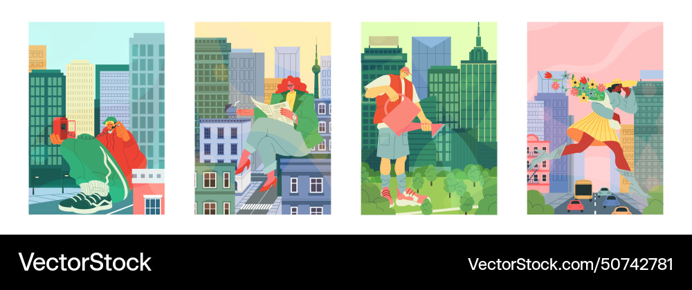 City building modern work students life big Vector Image