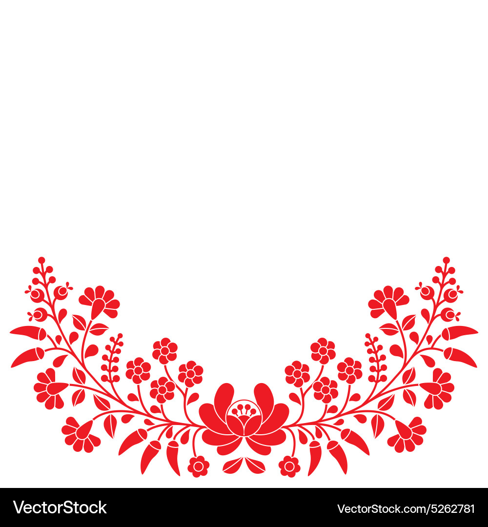 Hungarian red floral folk pattern - kalocsai Vector Image