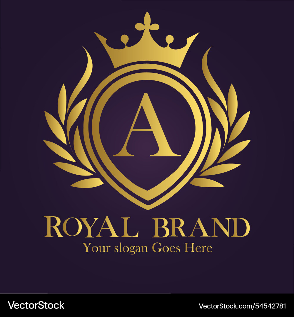 Letter a luxury gold crest logo template Vector Image