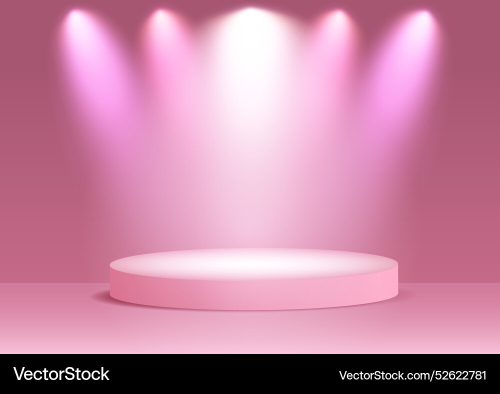 Pastel pink display background with spotlights Vector Image
