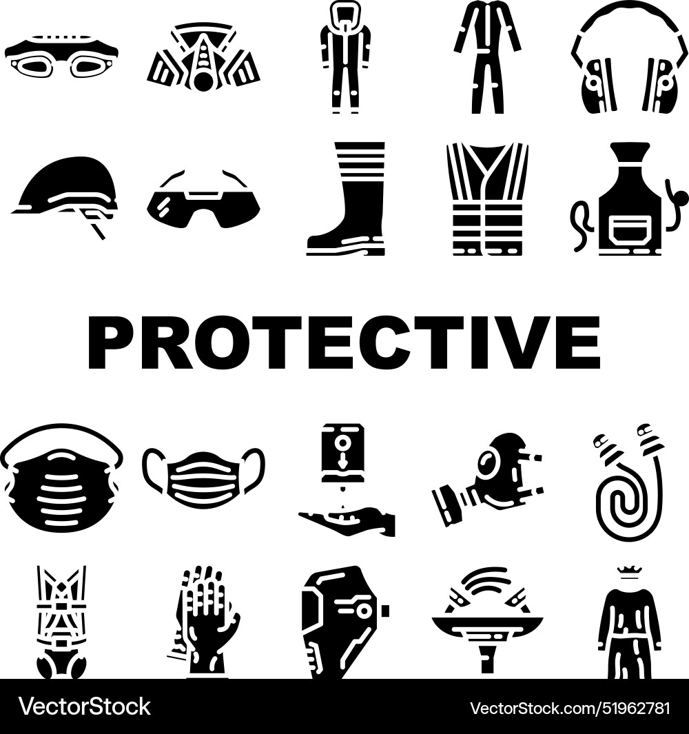 Personal protective equipment ppe icons set Vector Image