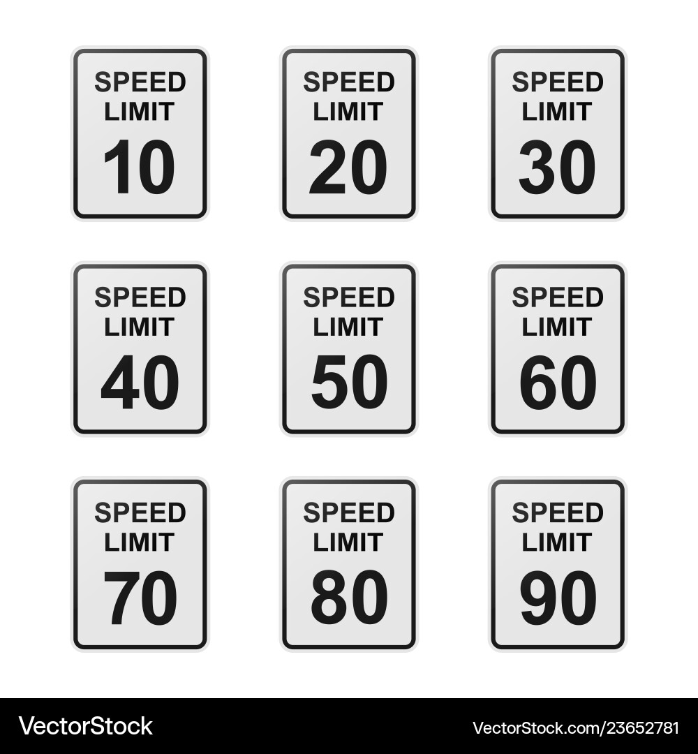 Speed limit road sign set Royalty Free Vector Image