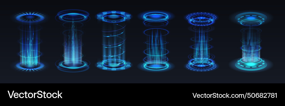 Teleportation technology realistic set Royalty Free Vector