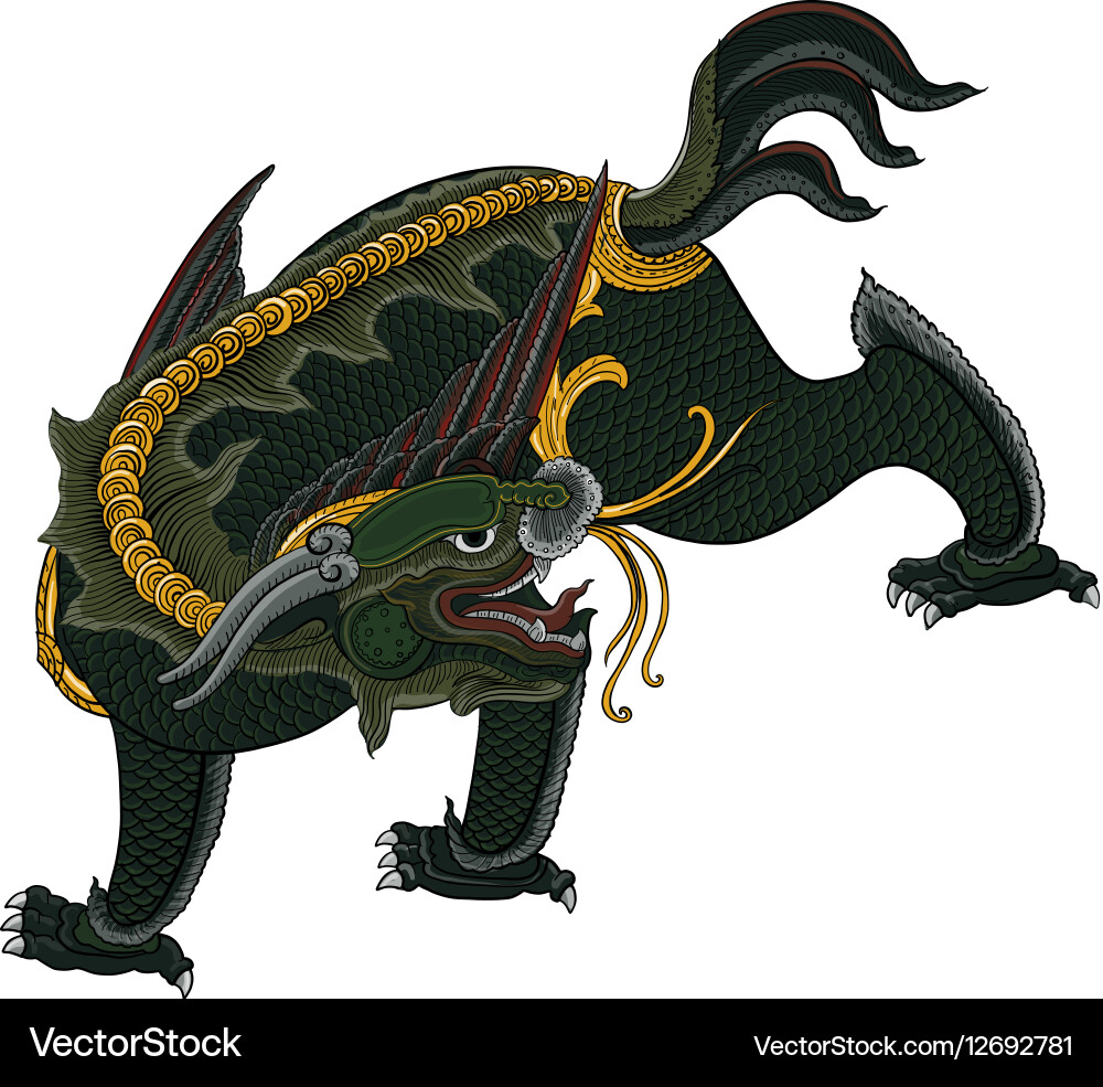 Thai tradition painting dragon Royalty Free Vector Image
