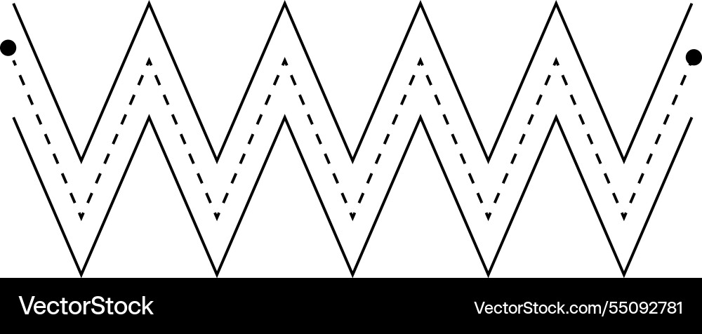 Tracing line dotted horizontal zig zag wavy Vector Image
