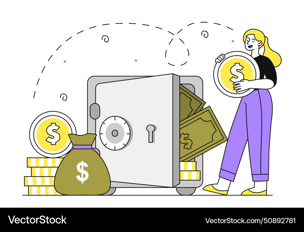 Woman with safe doodle Royalty Free Vector Image