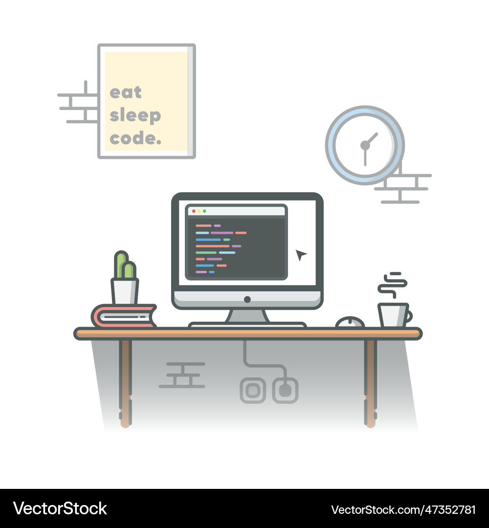 Workspace cartoon Royalty Free Vector Image - VectorStock