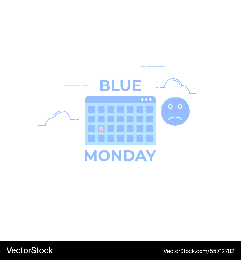 Blue monday calendar icon symbol Royalty Free Vector Image