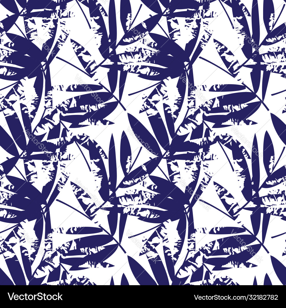 Blue tropical botanical leaf seamless pattern Vector Image