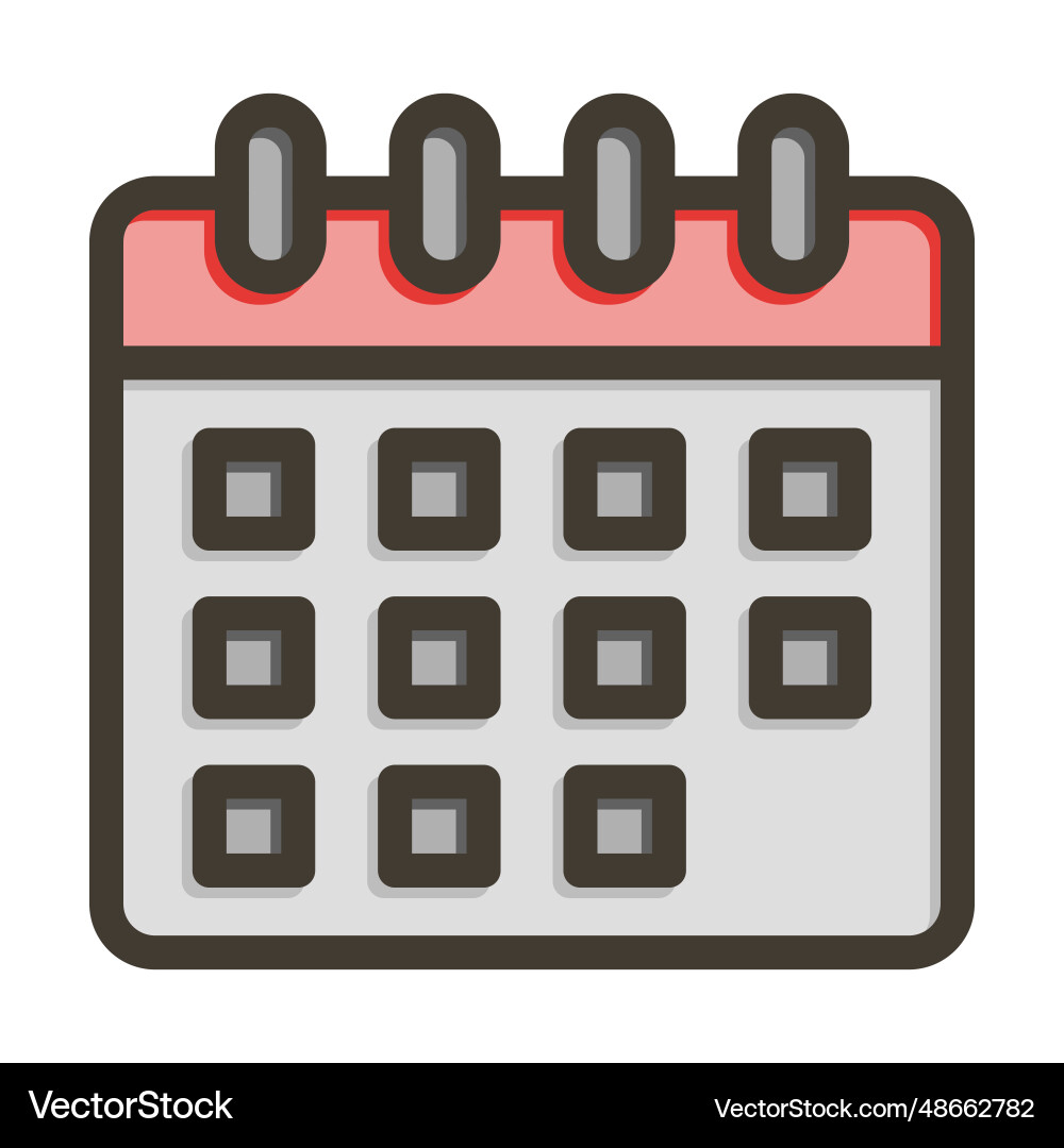 Calender thick line filled colors icon Royalty Free Vector