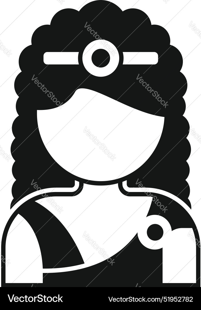 Female doctor wearing head mirror performing Vector Image