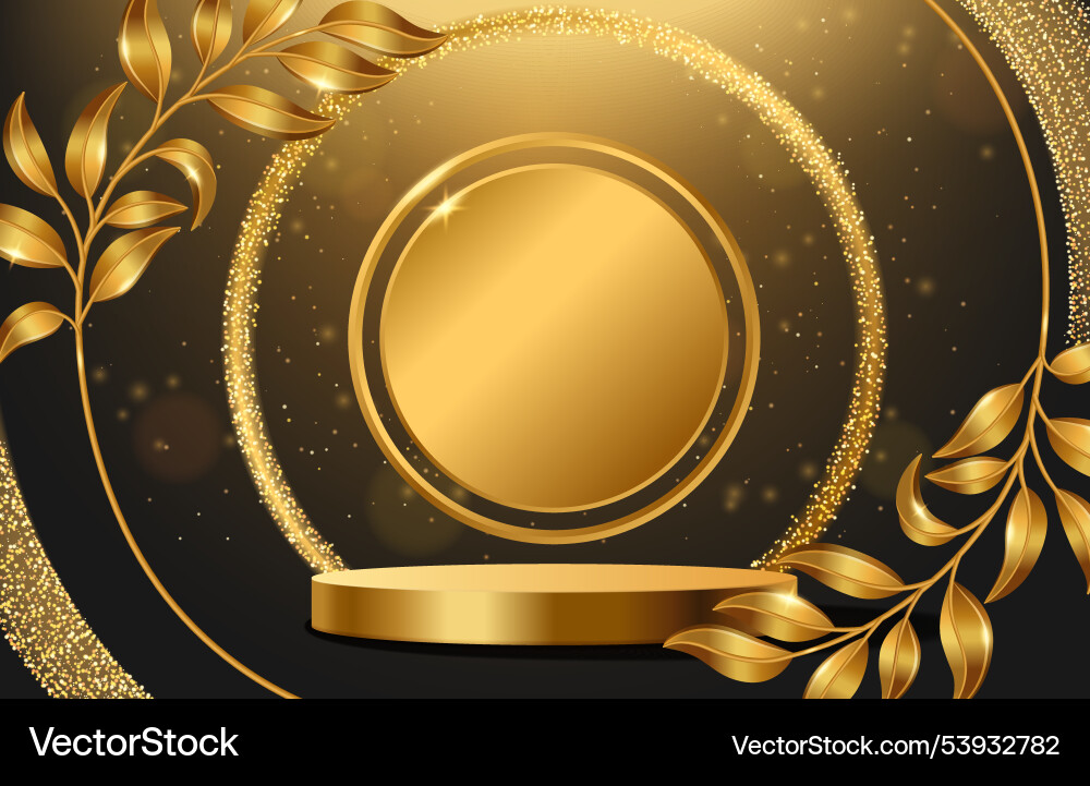 Gold award stage with laurel frame Royalty Free Vector Image