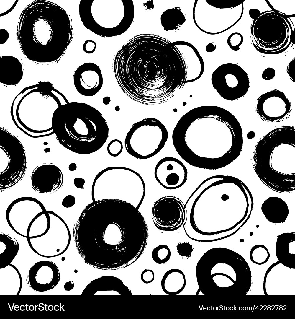 Hand drawn grunge circles seamless pattern Vector Image
