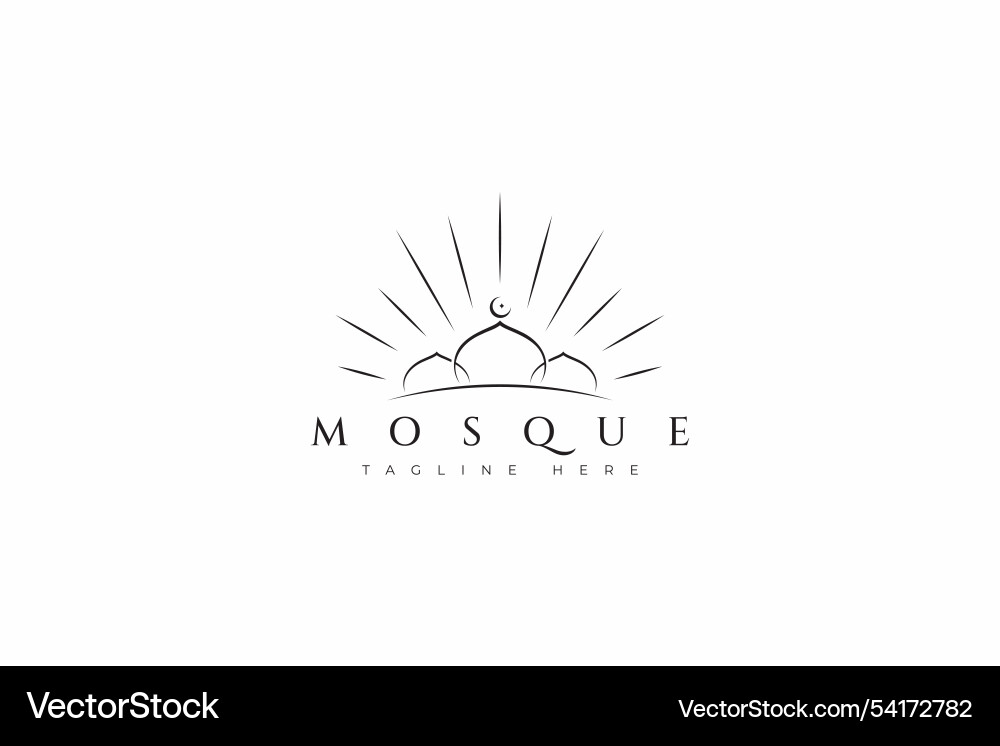 Illuminated mosque islamic logo worship moslem Vector Image