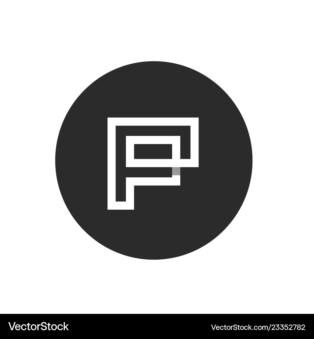 Minimalist P Monogram Logo Royalty Free Vector Image