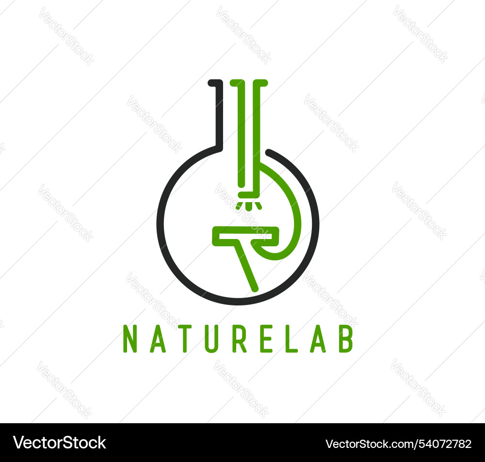 Nature lab icon green product laboratory emblem Vector Image