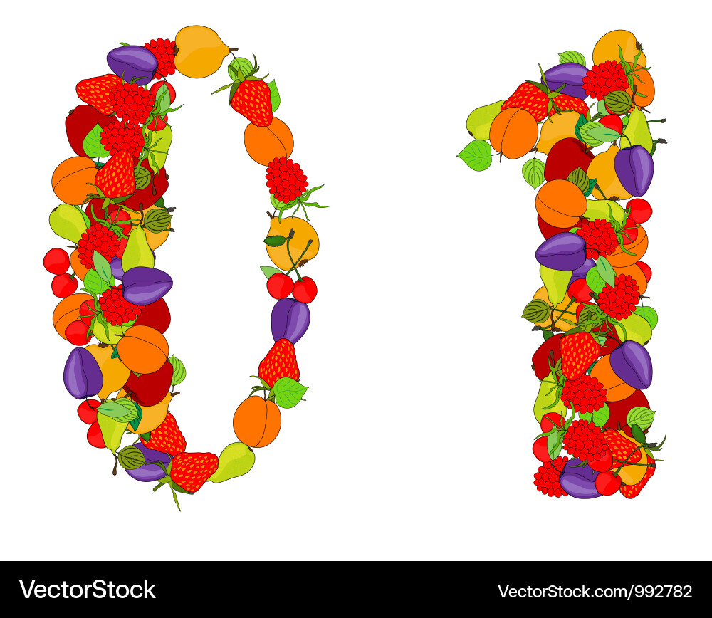Number zero and one Royalty Free Vector Image - VectorStock