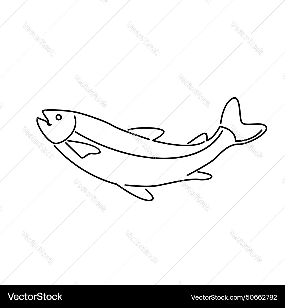 Salmon fish outline Royalty Free Vector Image - VectorStock