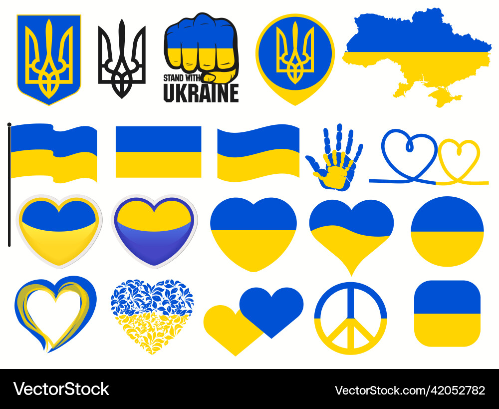 Ukraine Support Symbol Set Royalty Free Vector Image