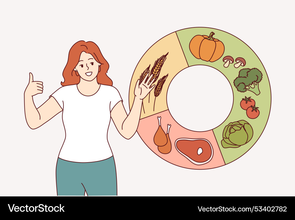 Woman recommends balanced diet and proper ration Vector Image