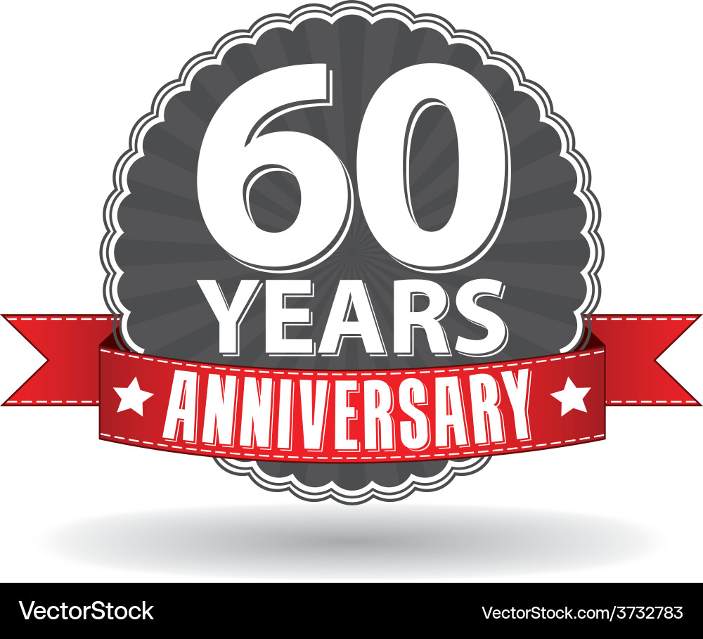 Celebrating 60 years anniversary retro label Vector Image