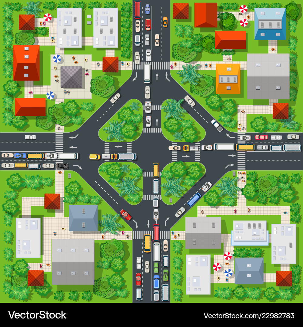 Cityscape Top View Royalty Free Vector Image - VectorStock