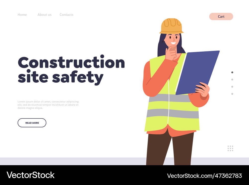 Construction site safety landing page design Vector Image