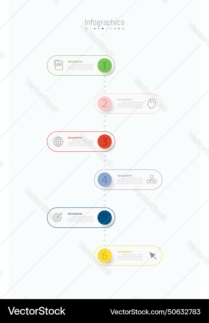 Infographic 6 options design elements Royalty Free Vector