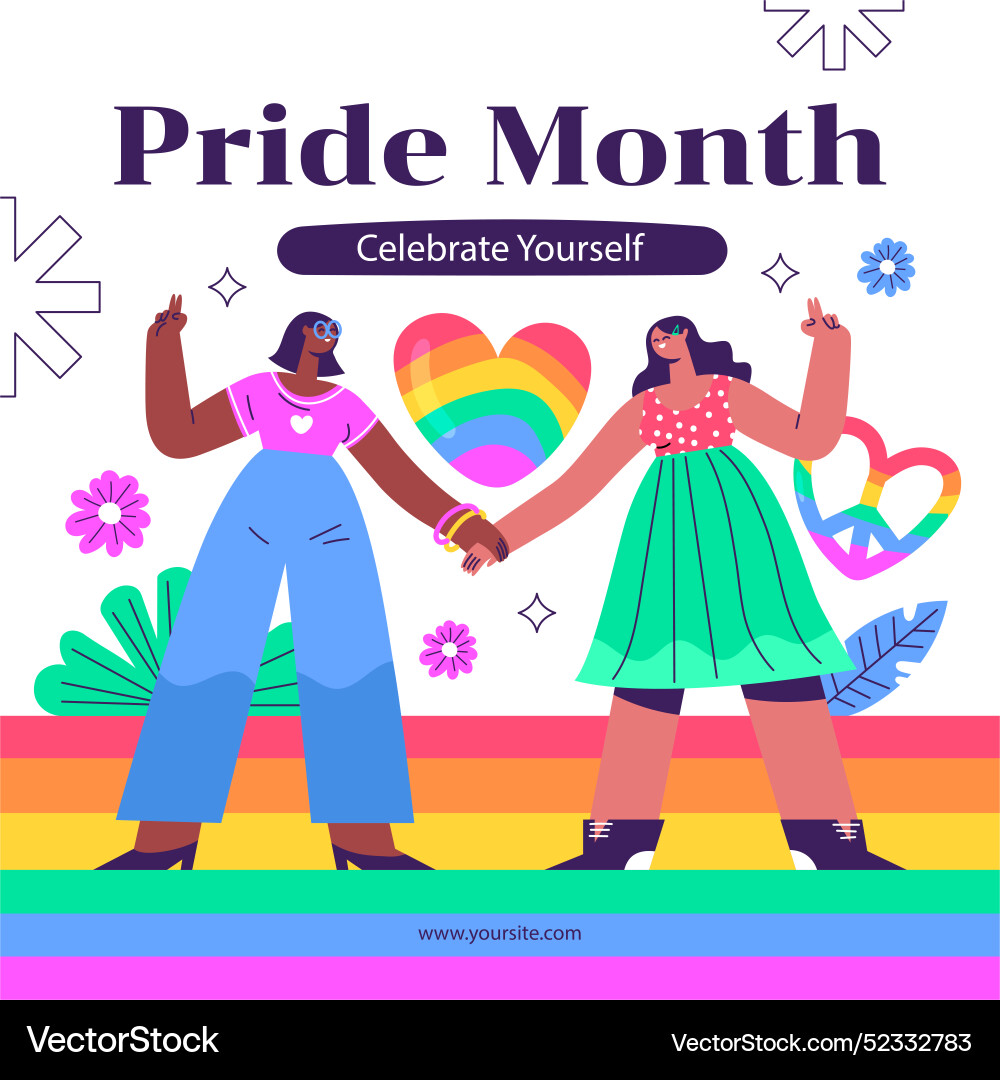 Instagram posts collection for pride month Vector Image