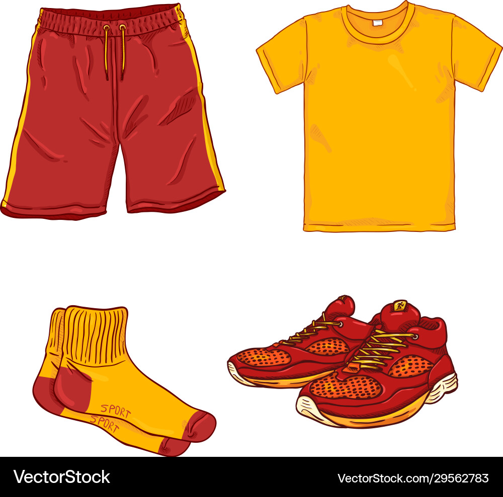 Set cartoon sport clothes Royalty Free Vector Image