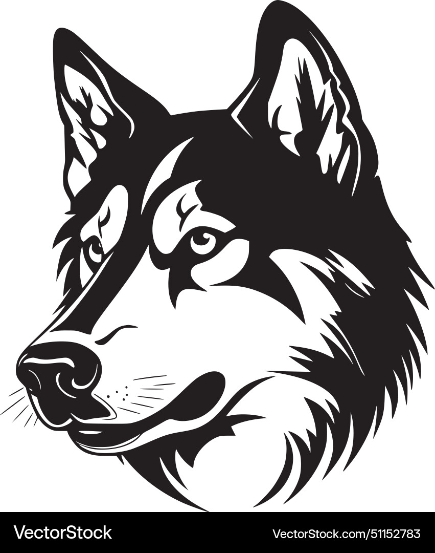 Siberian husky - black and white Royalty Free Vector Image
