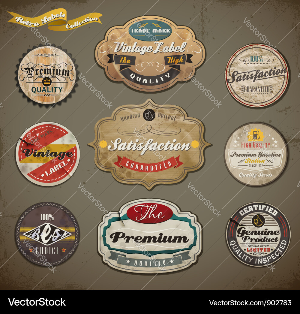 Vintage and retro labels Royalty Free Vector Image