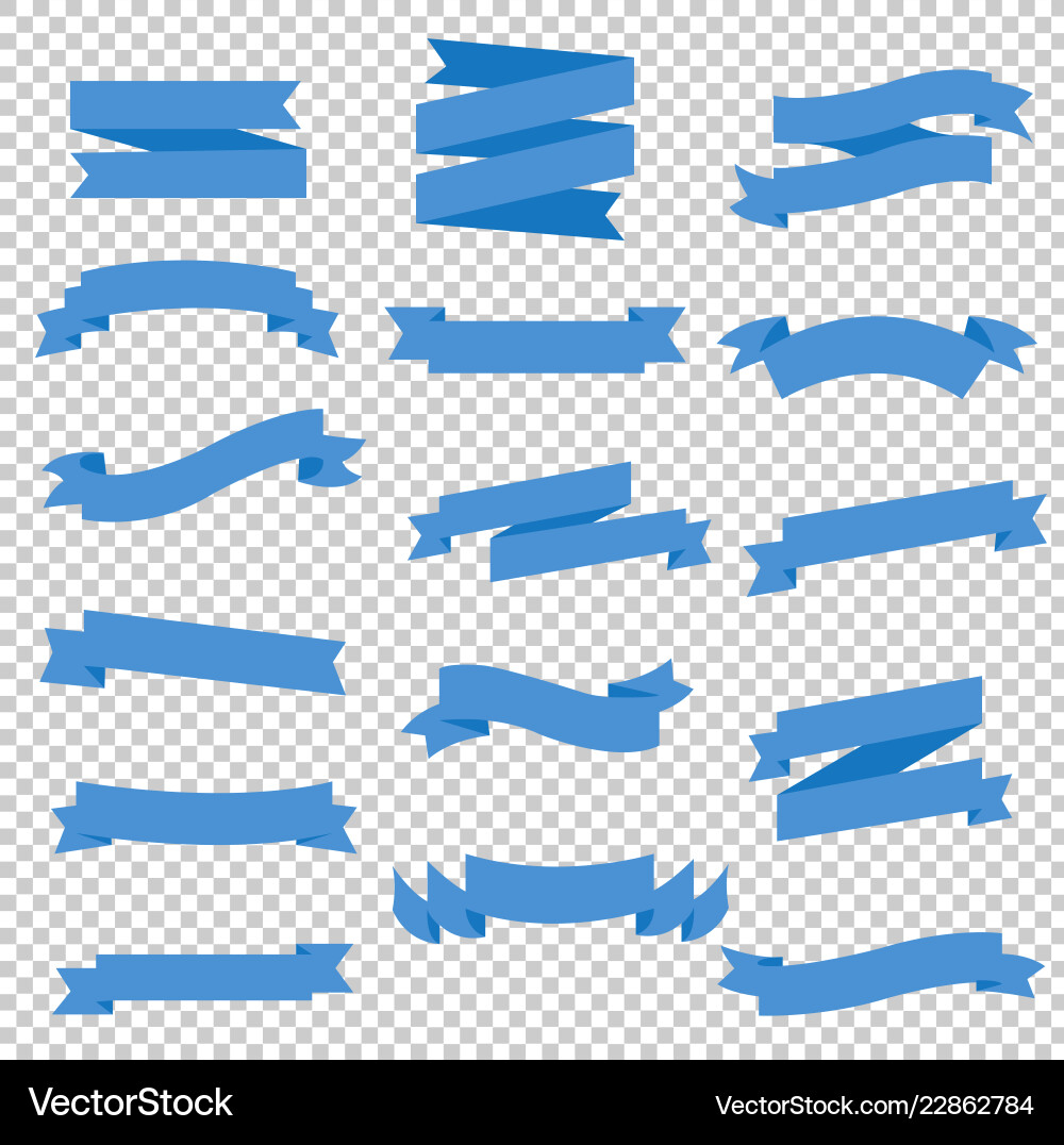 Blue ribbon set isolated transparent background Vector Image