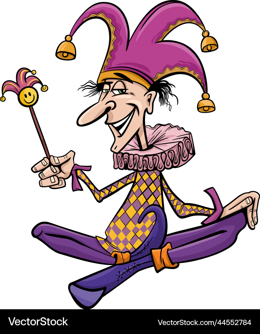 Cartoon jester or clown comic character Royalty Free Vector