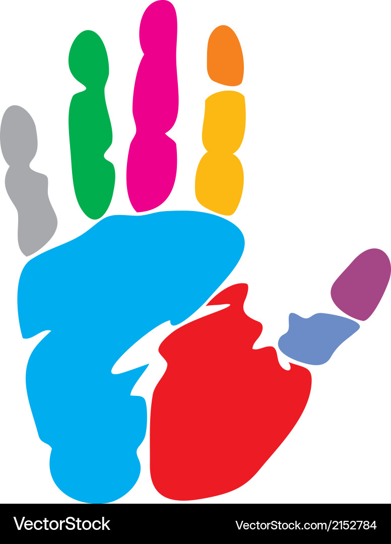 Colored hand print Royalty Free Vector Image - VectorStock