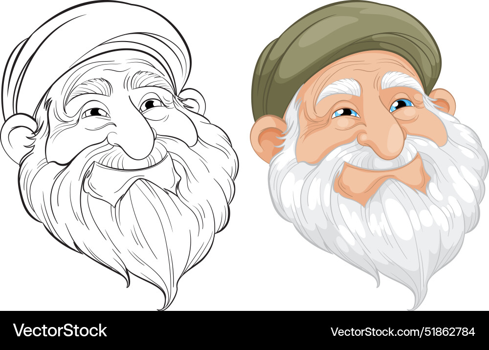 Elderly man with a beard and hat Royalty Free Vector Image