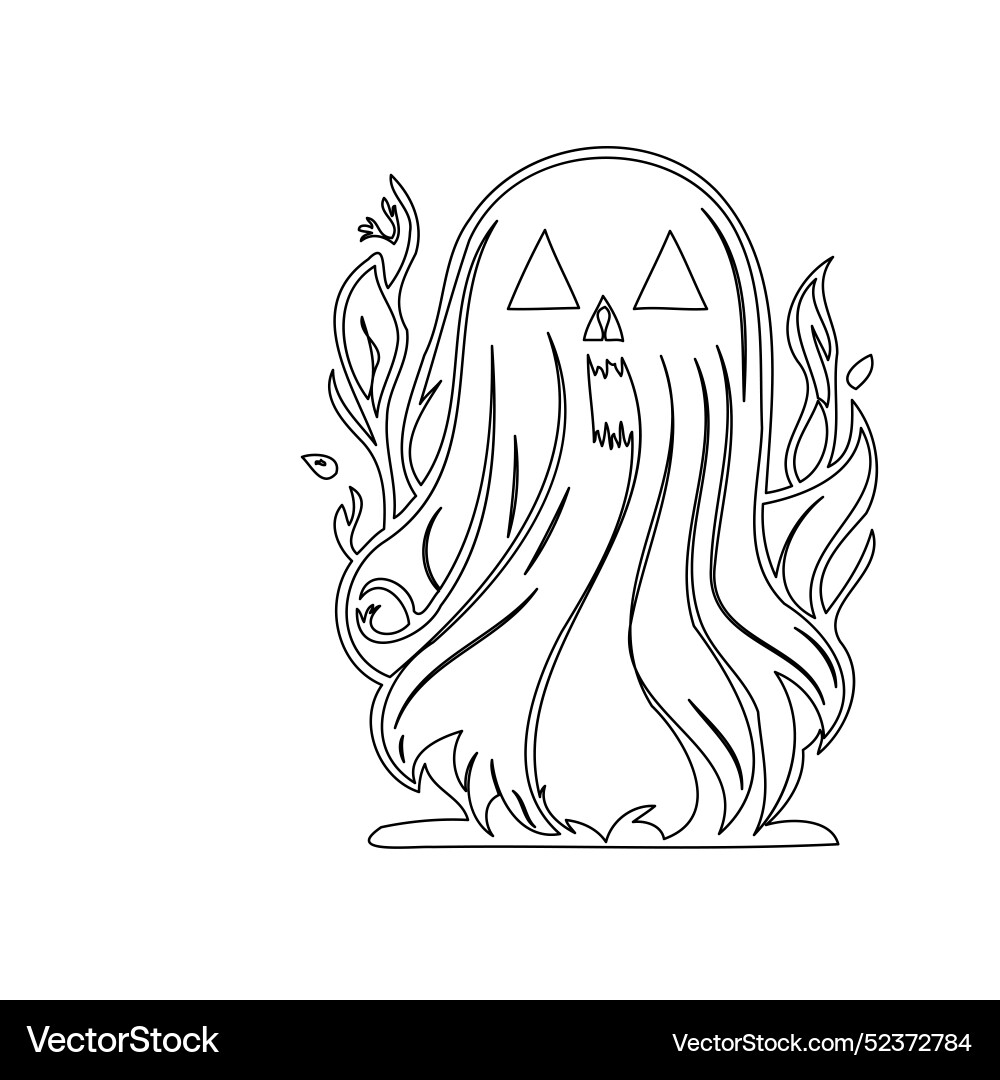 Ghost halloween scary outline sketch Royalty Free Vector