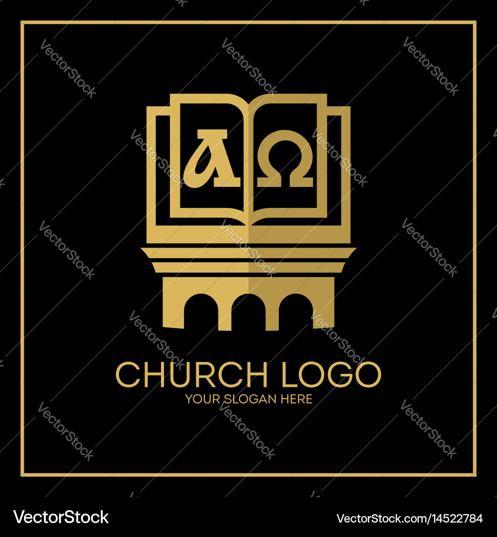 Holy bible cross alpha and omega Royalty Free Vector Image