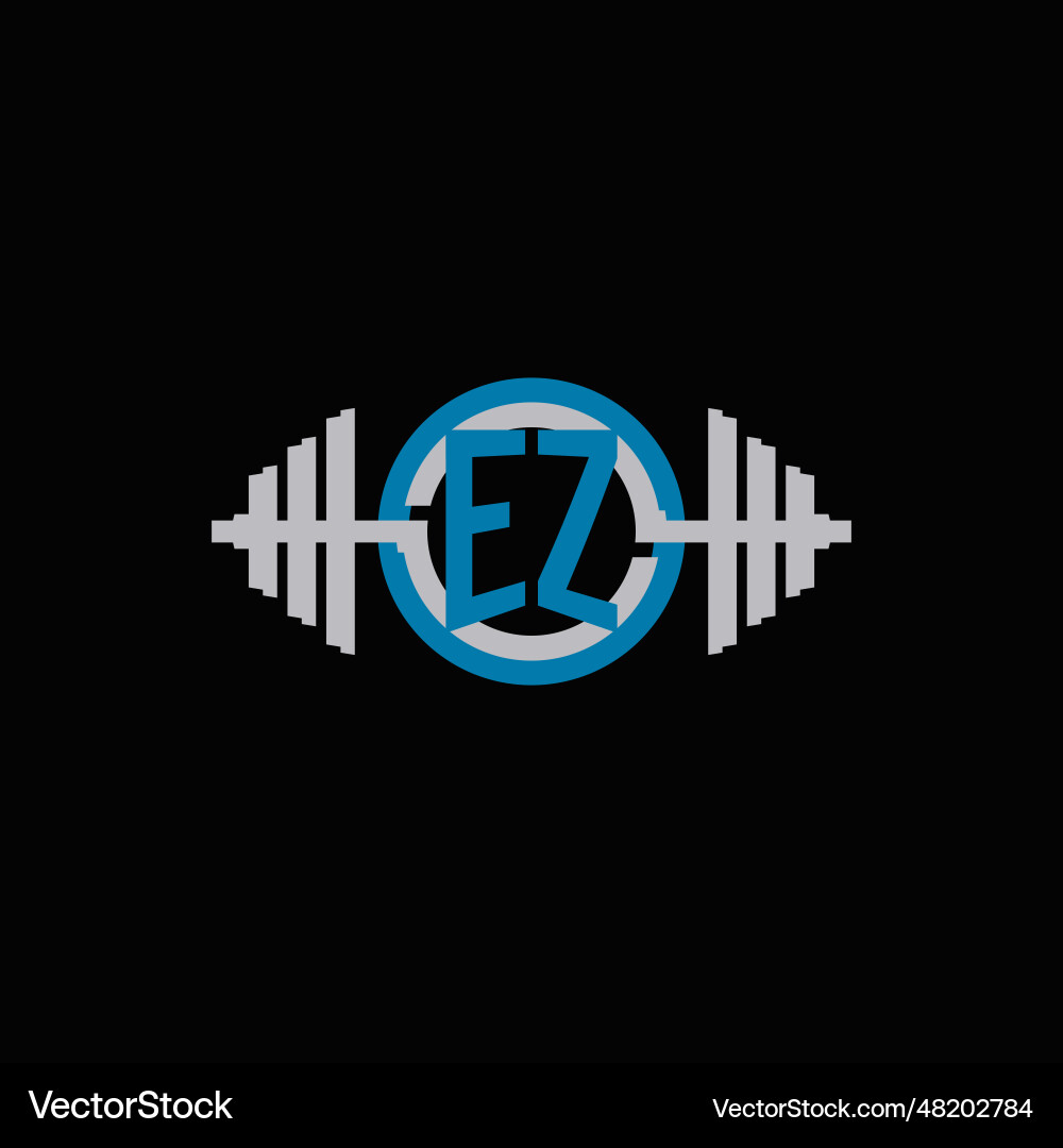 Initial ez logo design with geometric dumbbell Vector Image