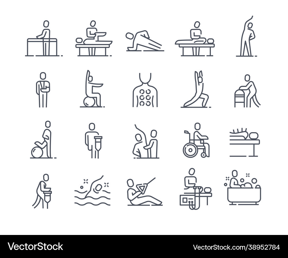 Physiotherapy Icon Set Royalty Free Vector Image