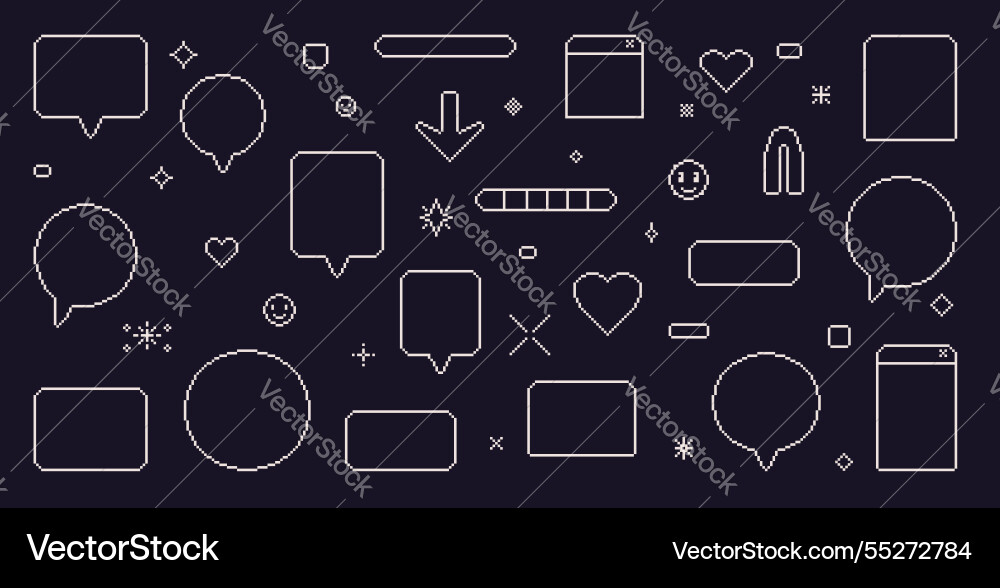 Pixel Kunst Sprachblasen 8 Bit Textfelder Vektorbild