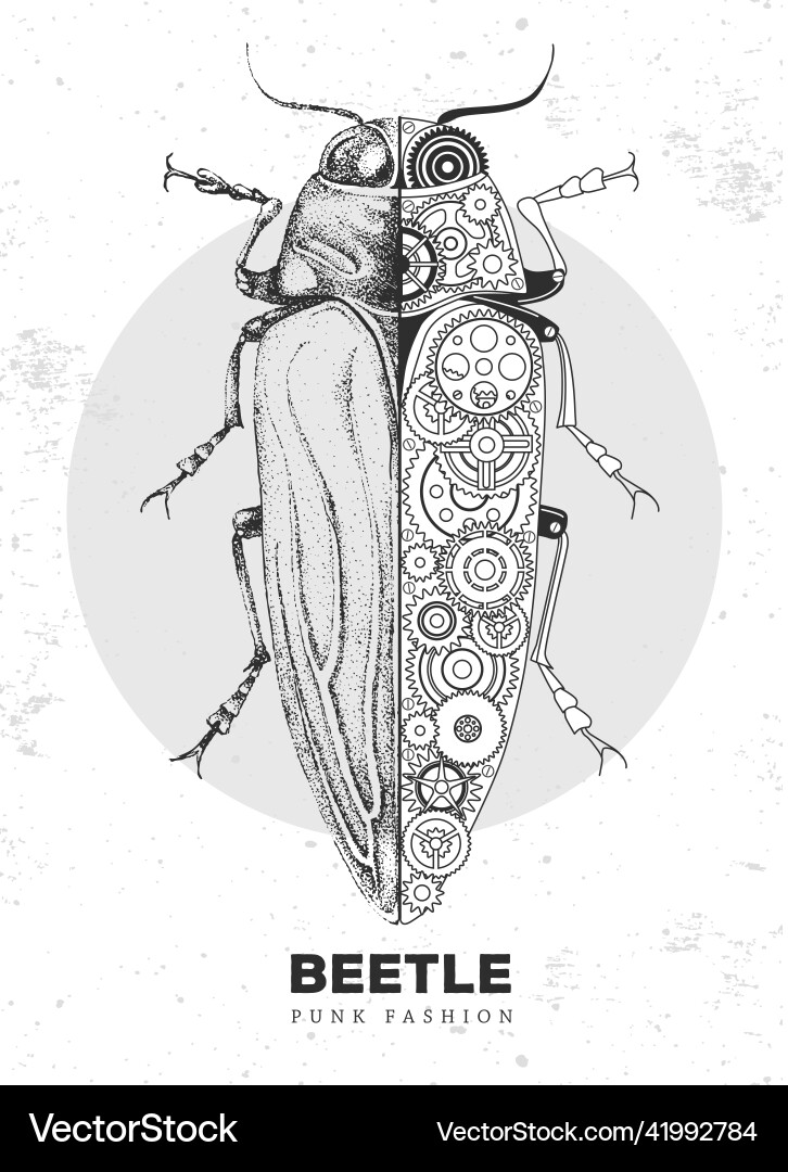 Realistic and punk style beetle silhouette Vector Image