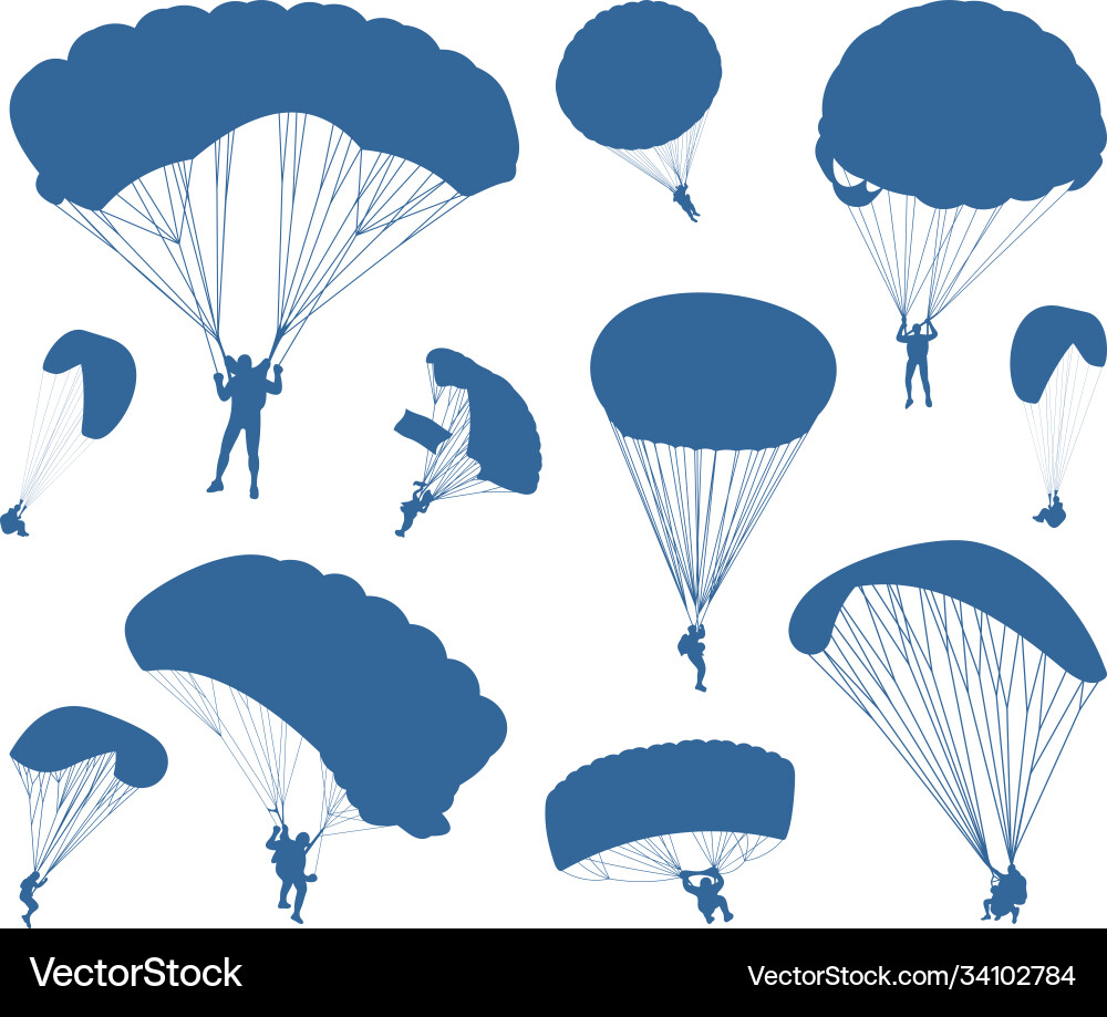Set skydiving logo design template parachuting Vector Image