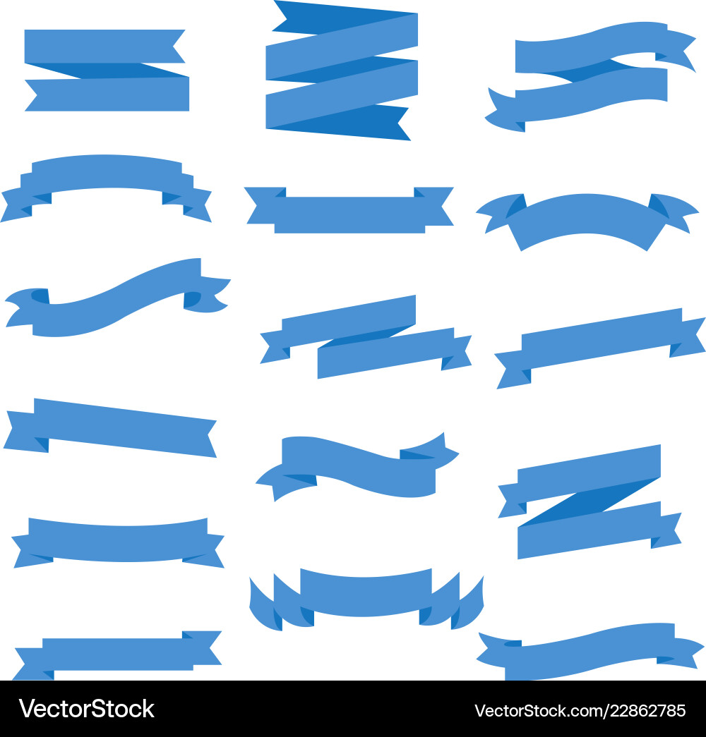 Blue ribbon set isolated white background Vector Image