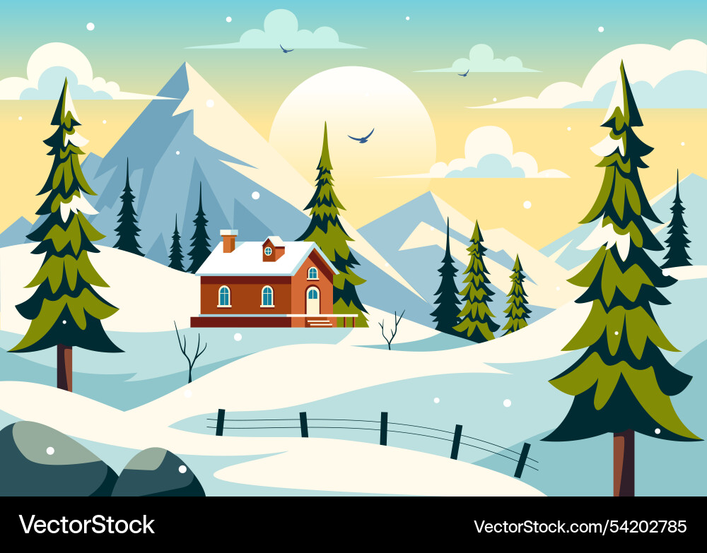 Charming winter village featuring cozy houses Vector Image