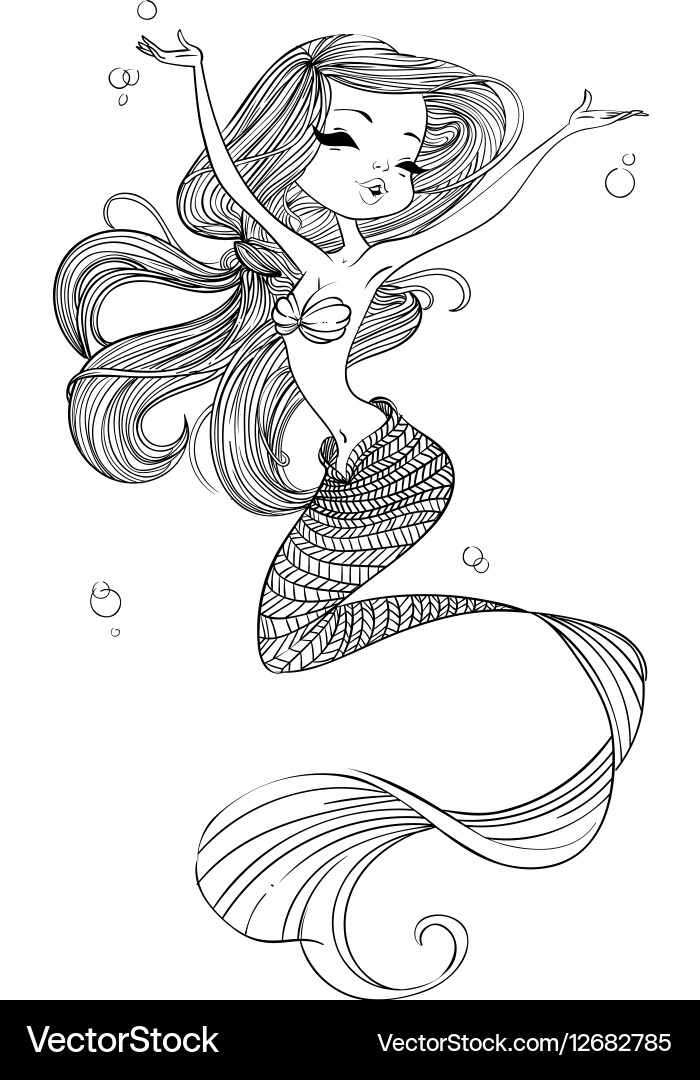 Cute cartoon mermaid Royalty Free Vector Image