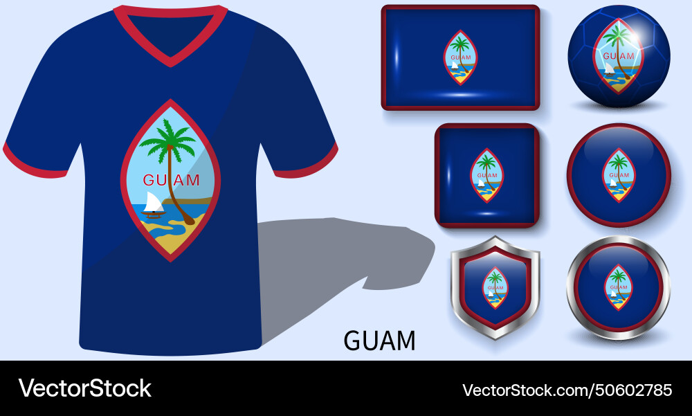 Guam flag collection football jerseys Royalty Free Vector