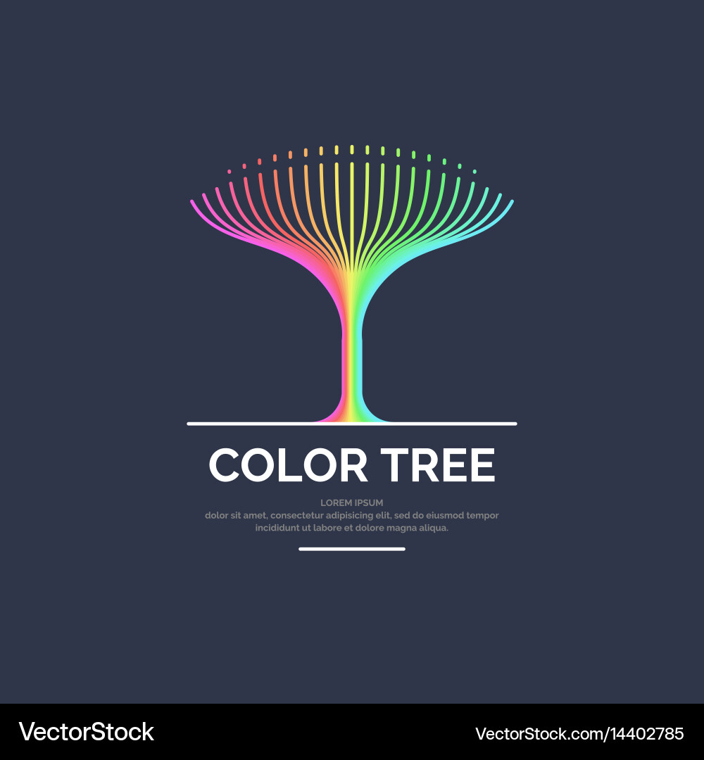 Modern bright colored linear logo tree Royalty Free Vector