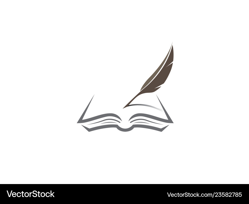 Quill writing book papers on an open Royalty Free Vector