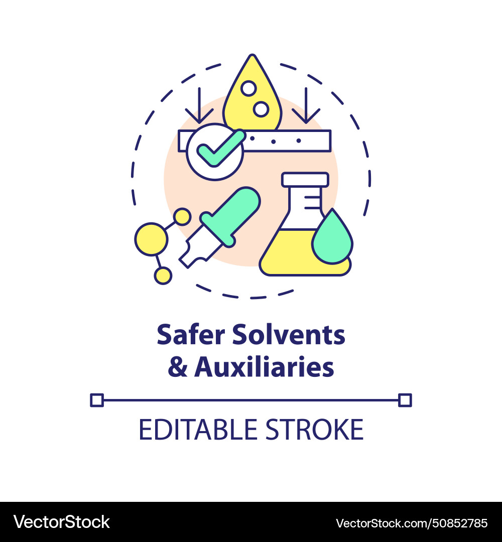 Safer solvents and auxiliaries multi color Vector Image